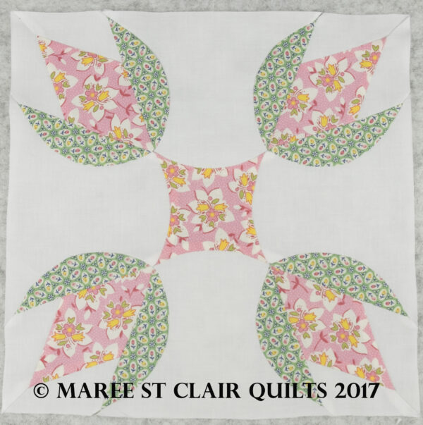 Mary's Rose - 12 Inch Block (Turkey Tracks) - Maree St Clair Quilts