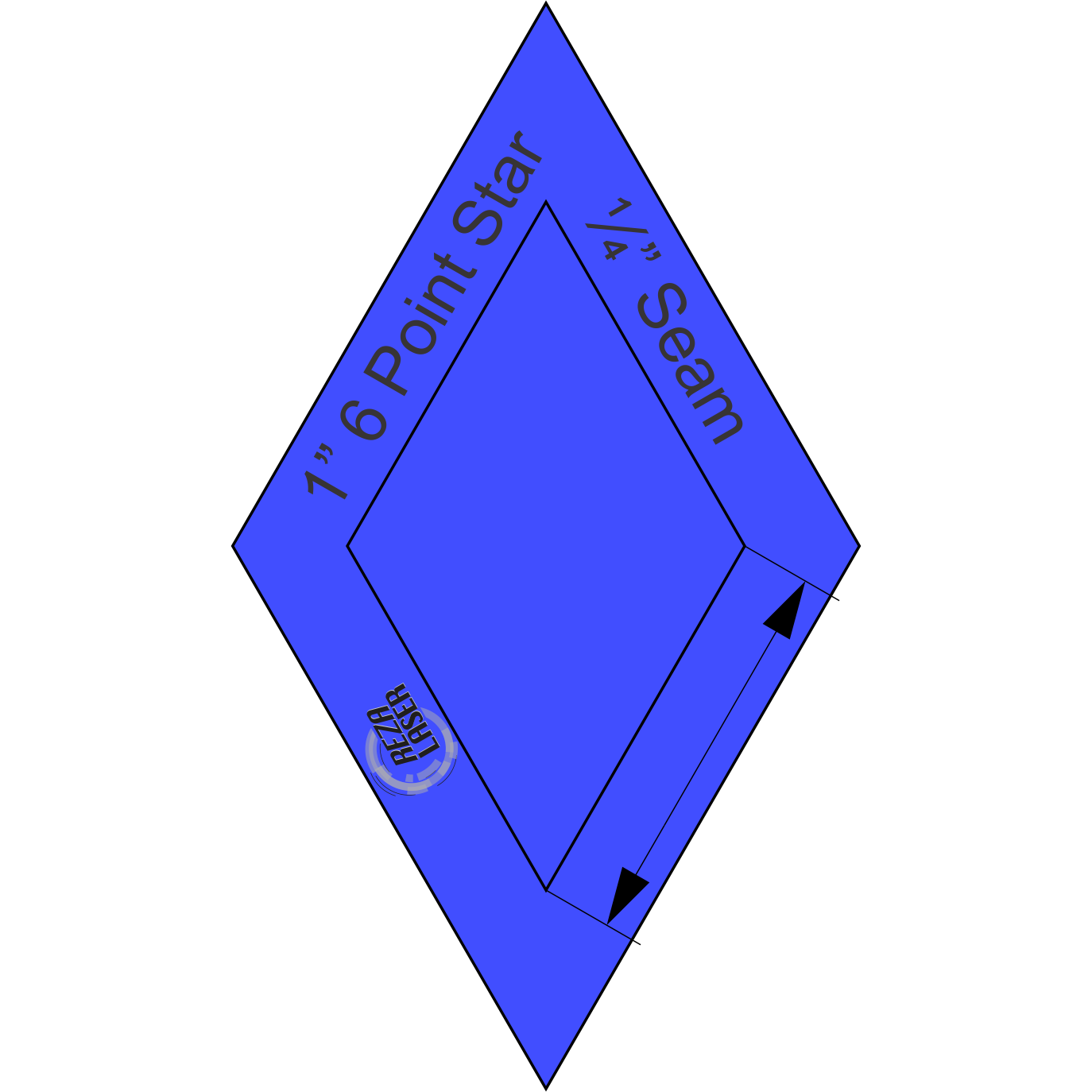 Diamond - (60 Degree) 6 Point Star - 1 Inch - Acrylic Template - SOLID ...