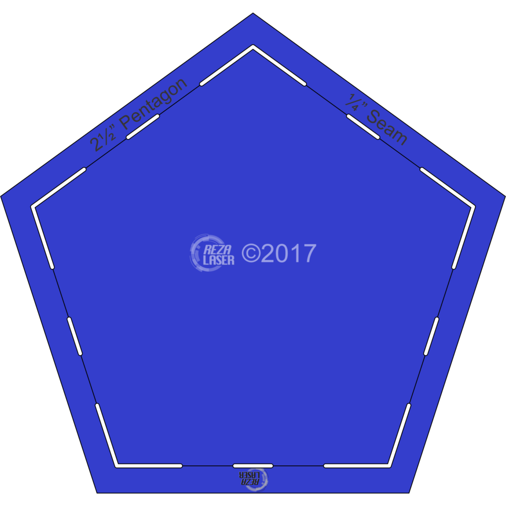 Pentagon 2 1/2 Inch - Acrylic Template - KEYHOLE with 1/4 Inch Seam ...