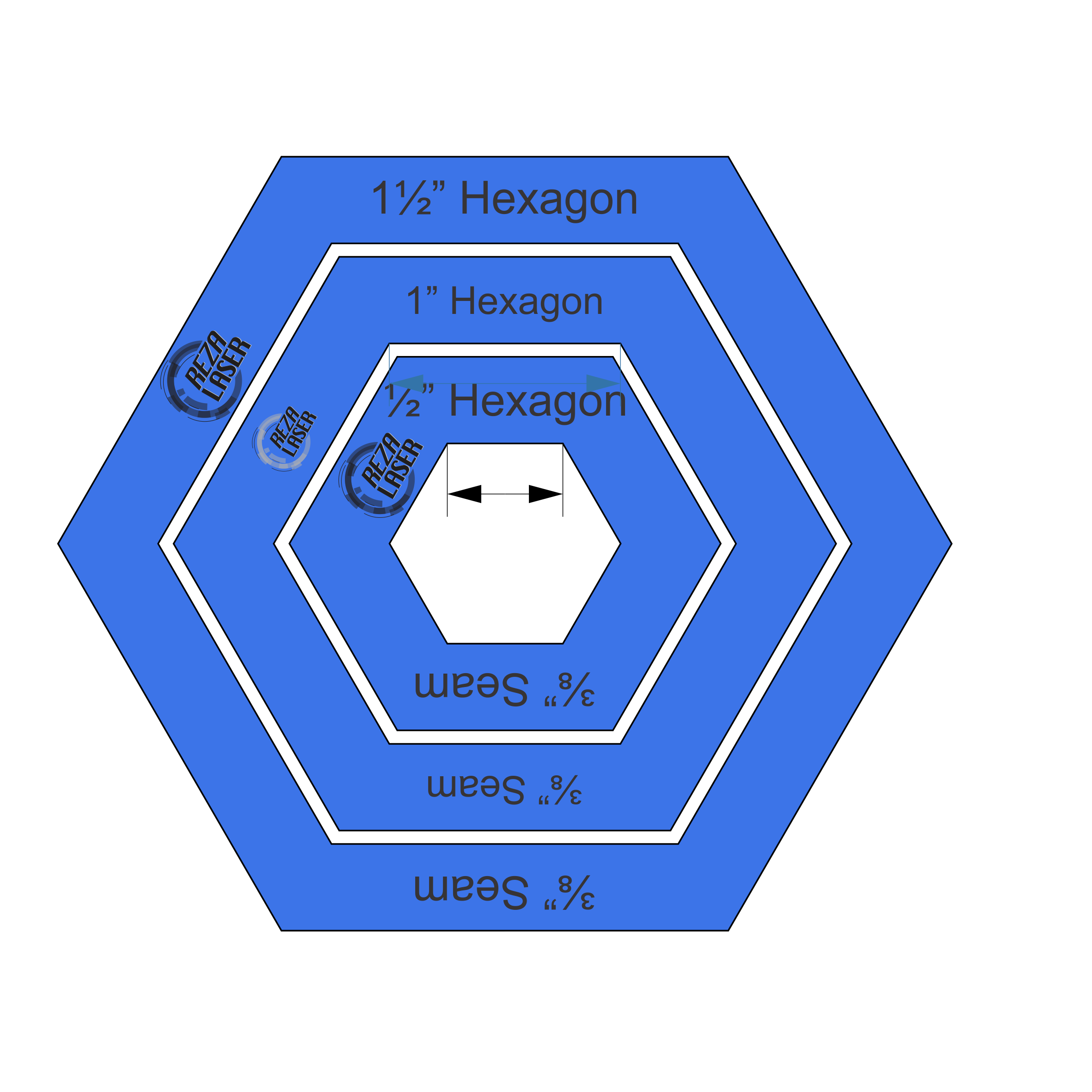 Hexagon Acrylic Templates - Set of 3 - I SPY with 3/8 Inch Seam ...