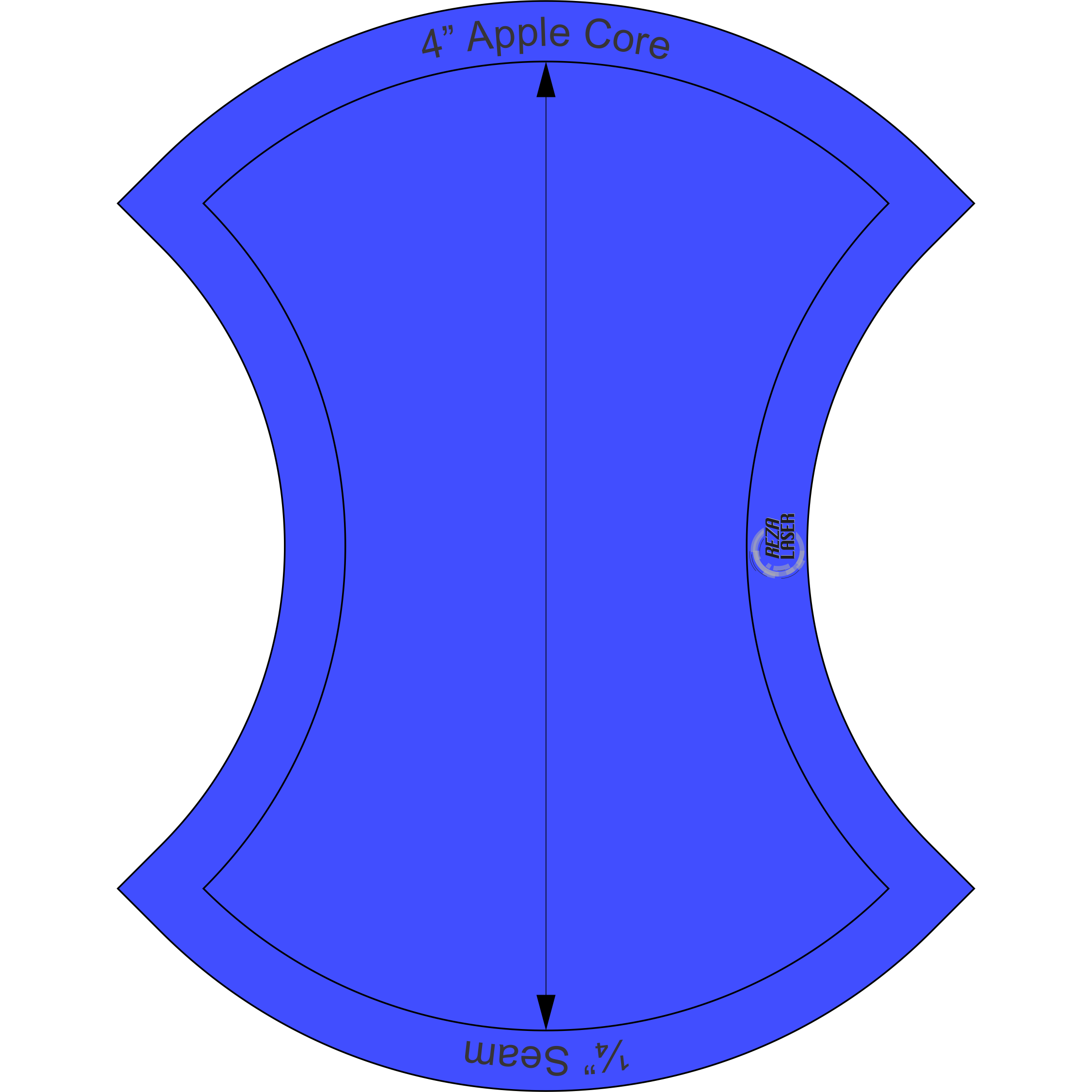 Apple Core - 4 Inch - Acrylic Template - SOLID with 1/4 Inch Seam ...