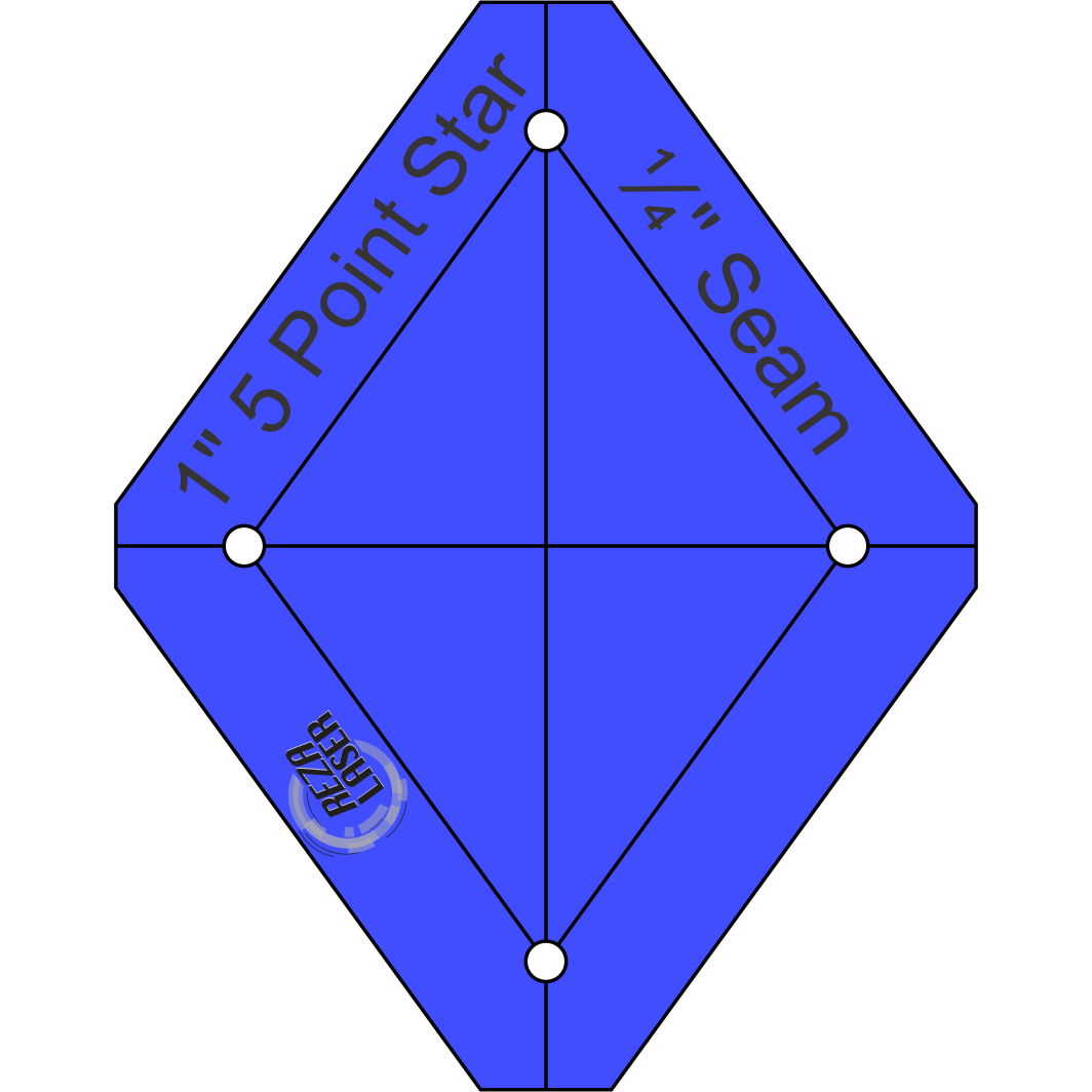 Diamond - (72 Degree) 5 Point Star - 1 Inch - Acrylic Template - SOLID ...