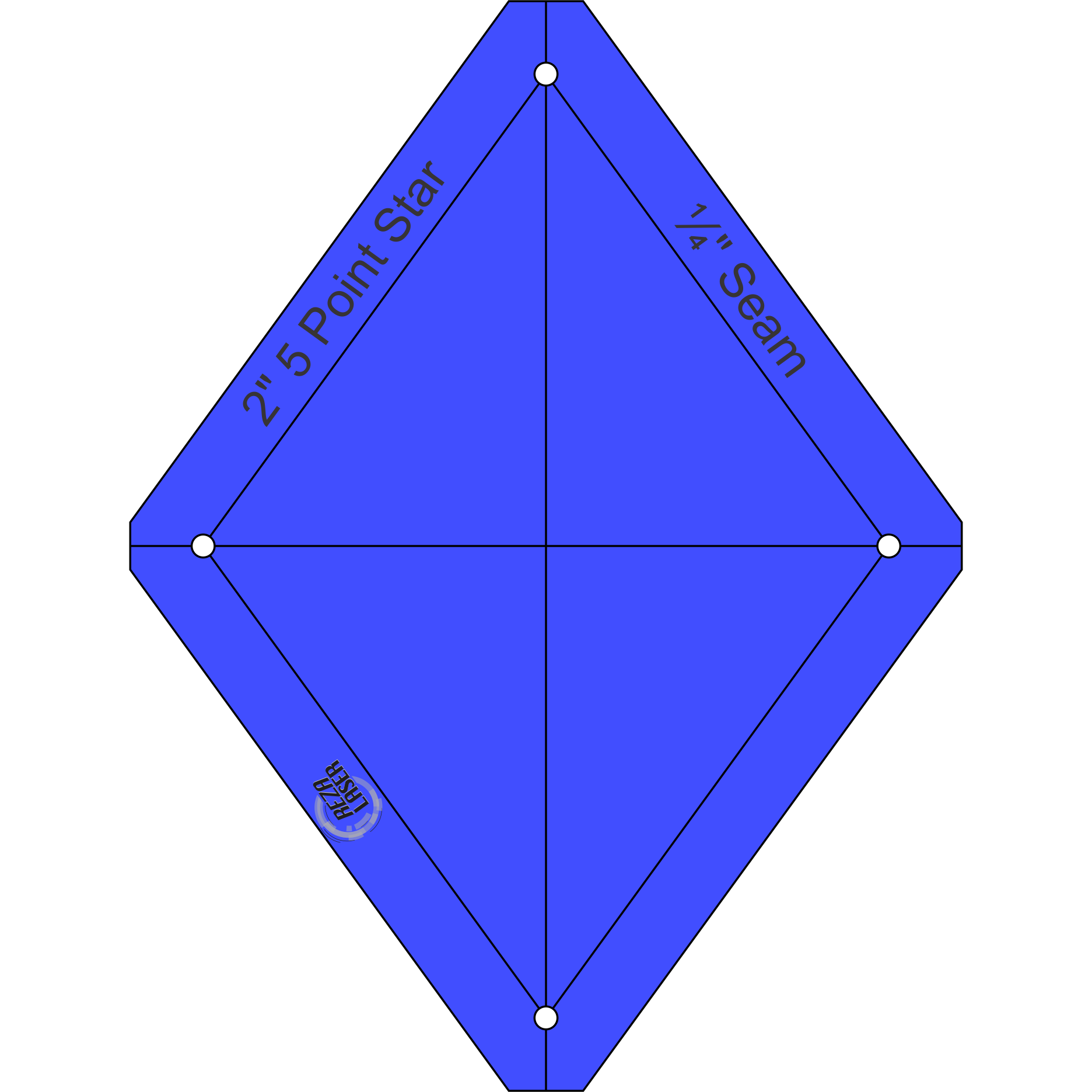 Diamond - (72 Degree) 5 Point Star - 2 Inch - Acrylic Template - SOLID ...