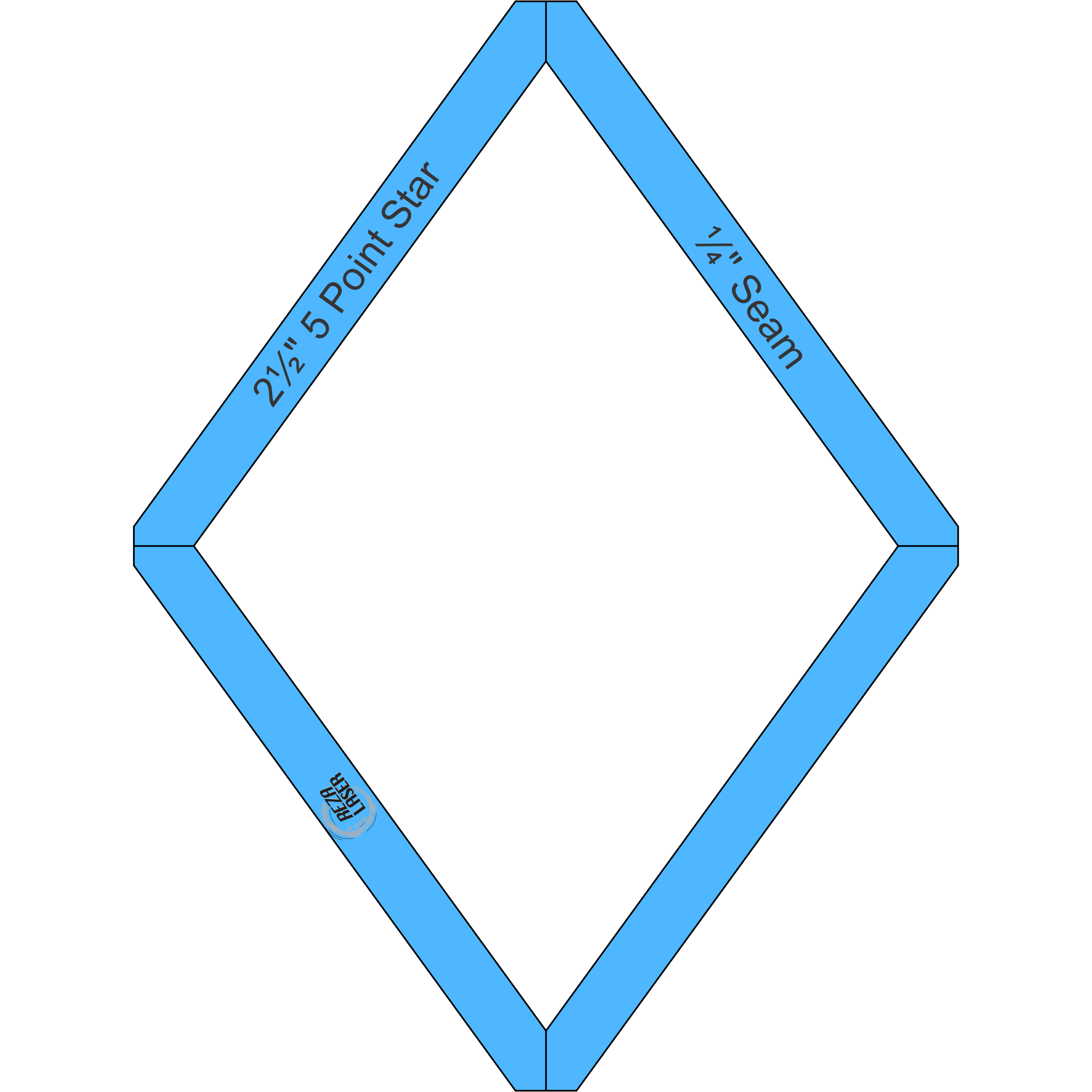 Diamond - (72 Degree) 5 Point Star - 2 1/2 Inch - Acrylic Template - I ...