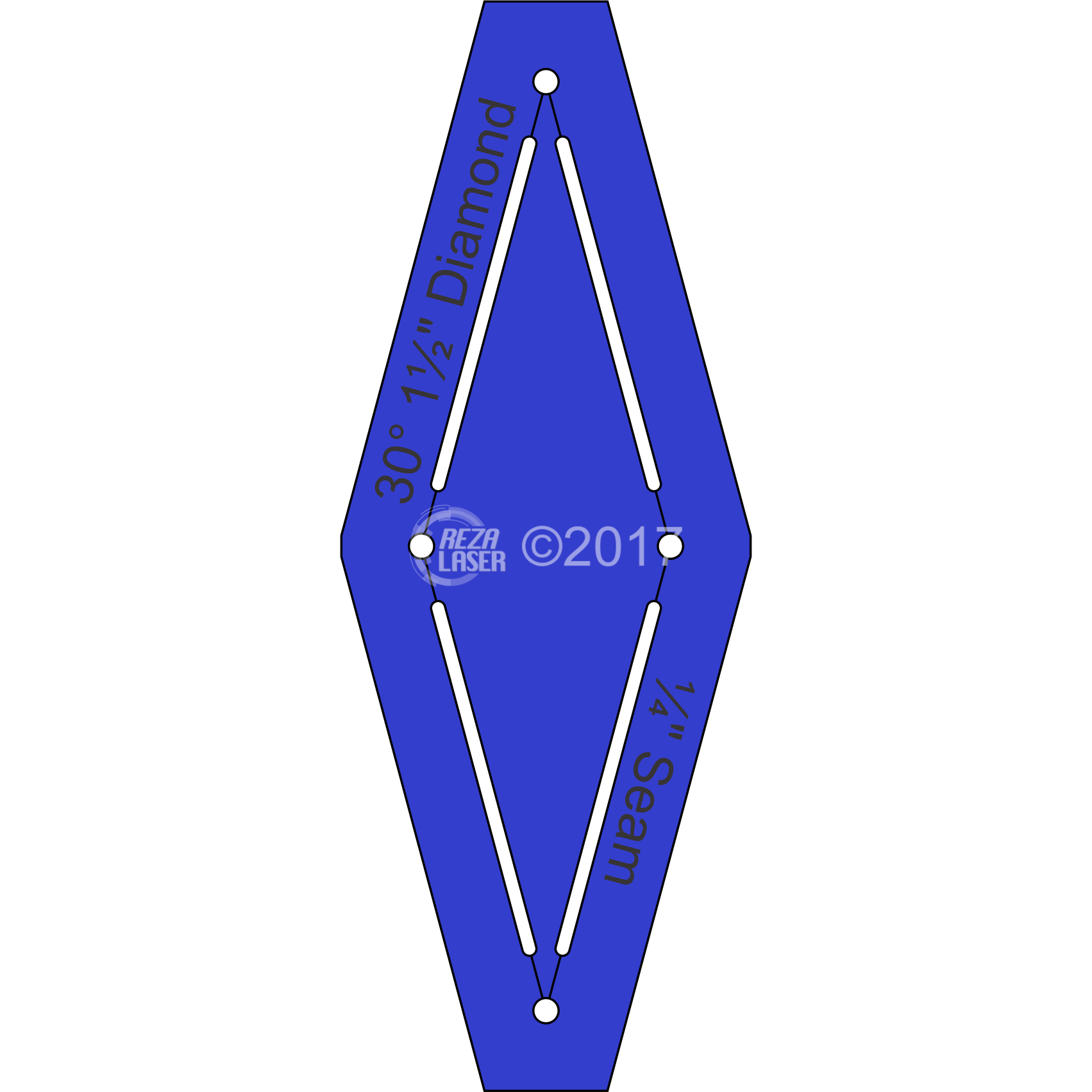 Diamond - (30 Degree) 12 Point Star - 1 1/2 Inch - Acrylic Template ...