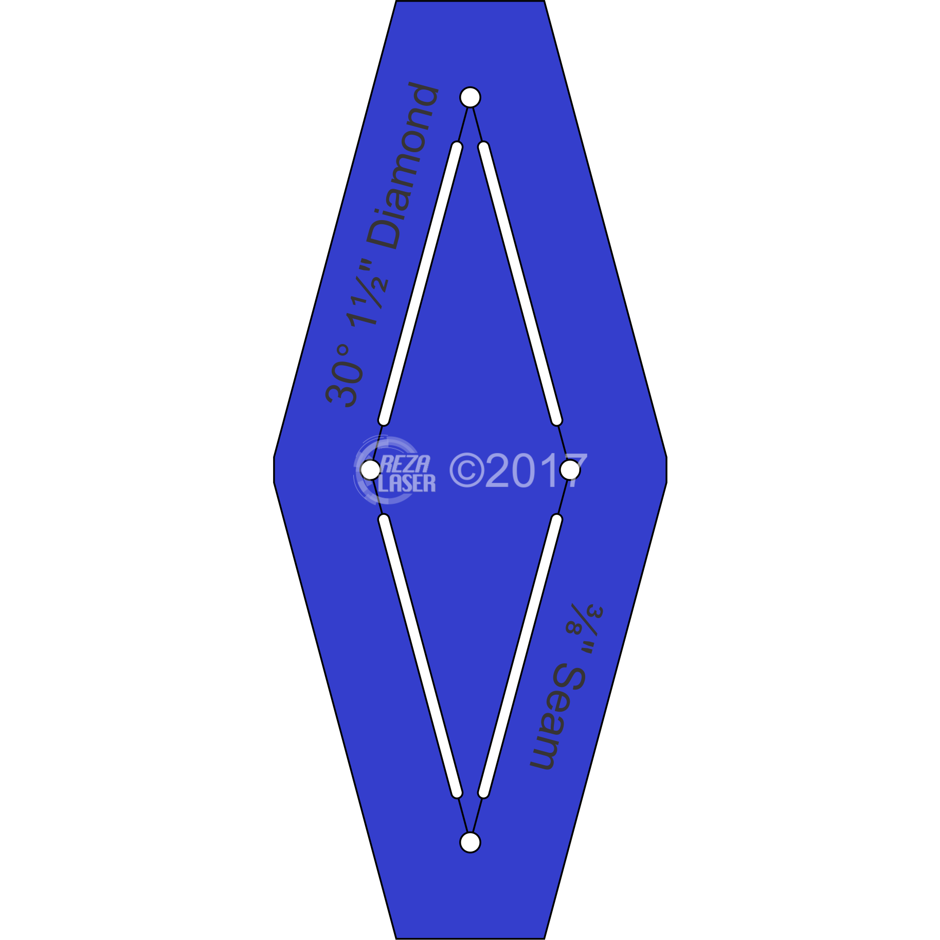 Diamond - (30 Degree) 12 Point Star - 1 1/2 Inch - Acrylic Template ...