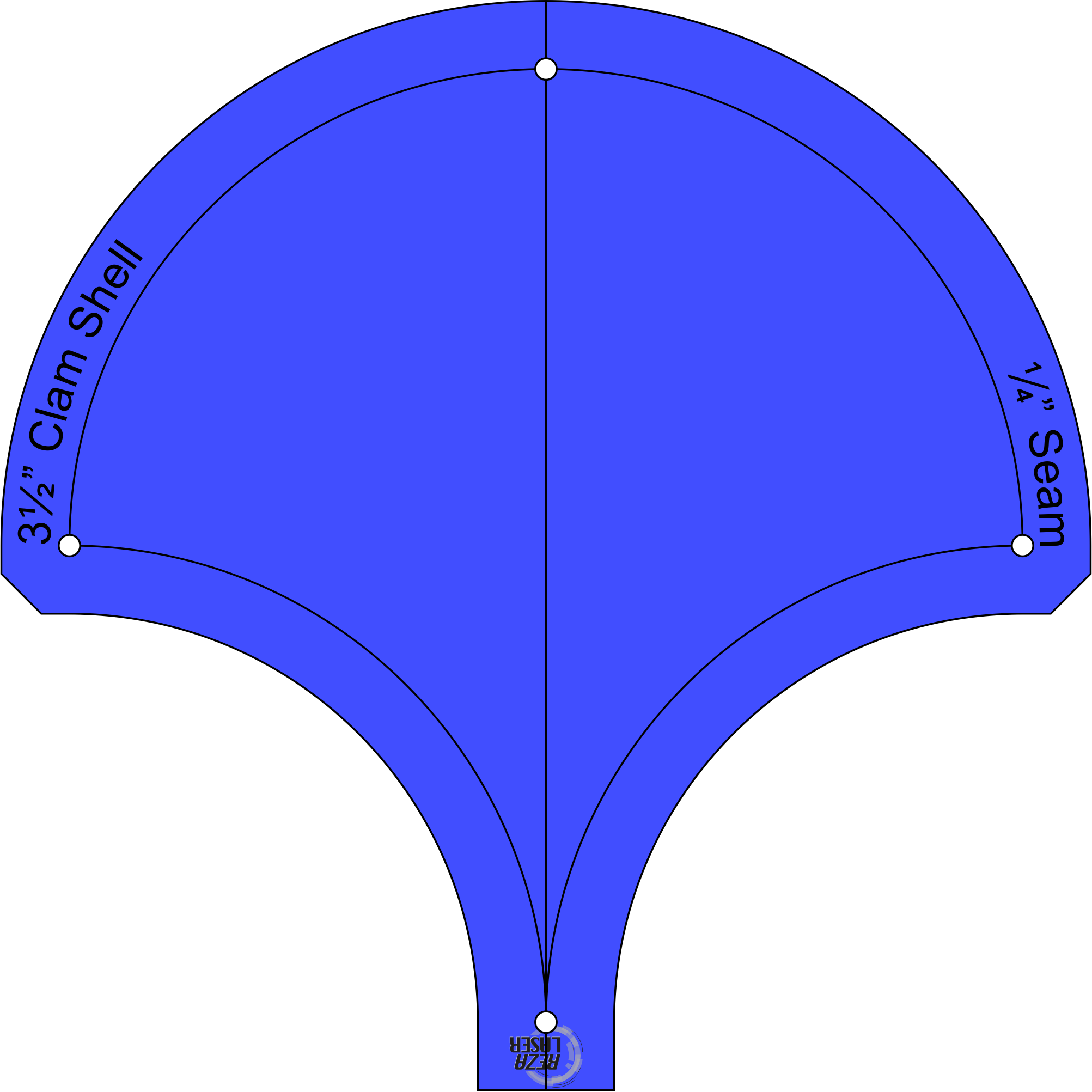 Clam Shell - 3 1/2 Inch - Acrylic Template - SOLID with 1/4 Inch Seam ...