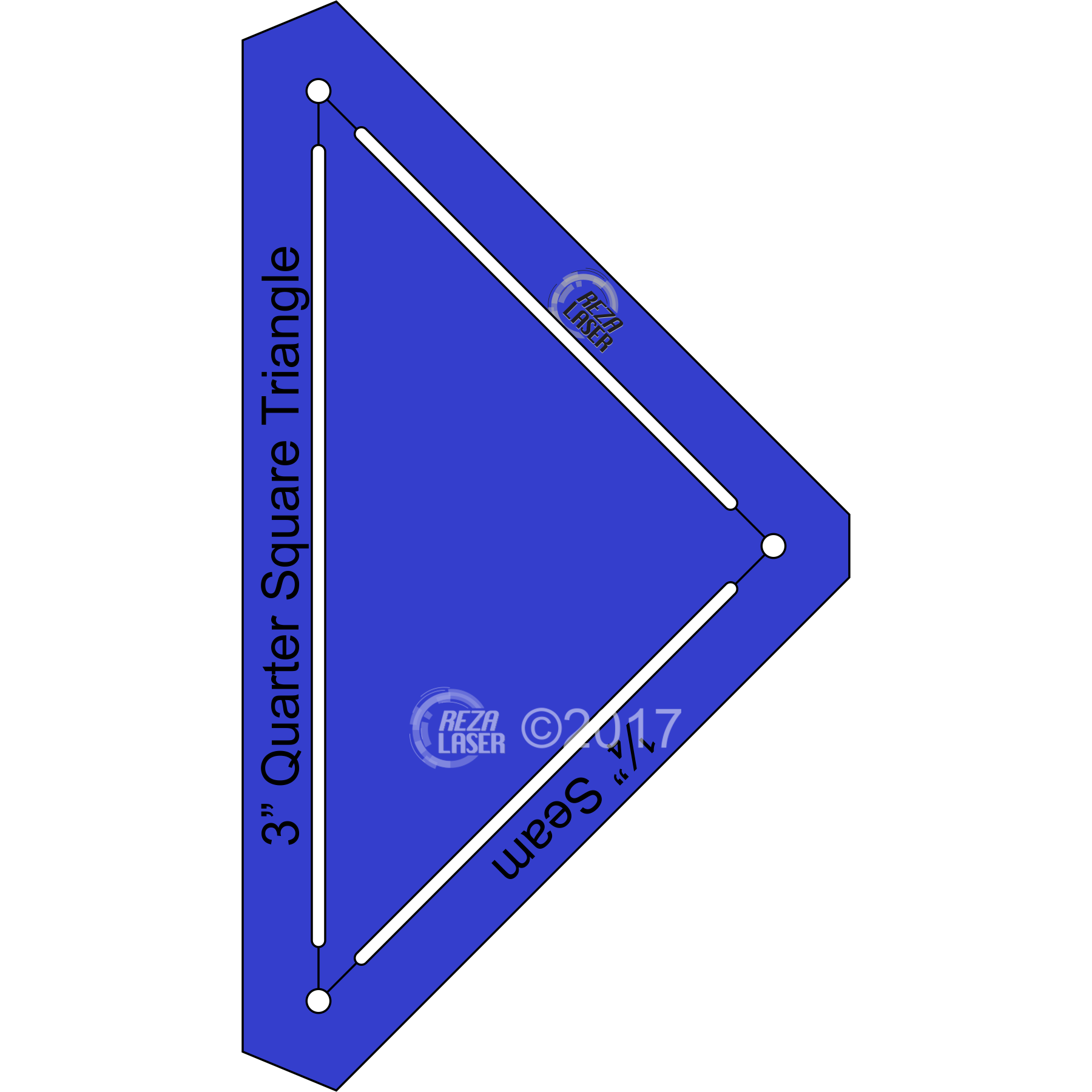 Triangle Quarter Square - 3 Inch - Acrylic Template - KEYHOLE with 1/4 ...