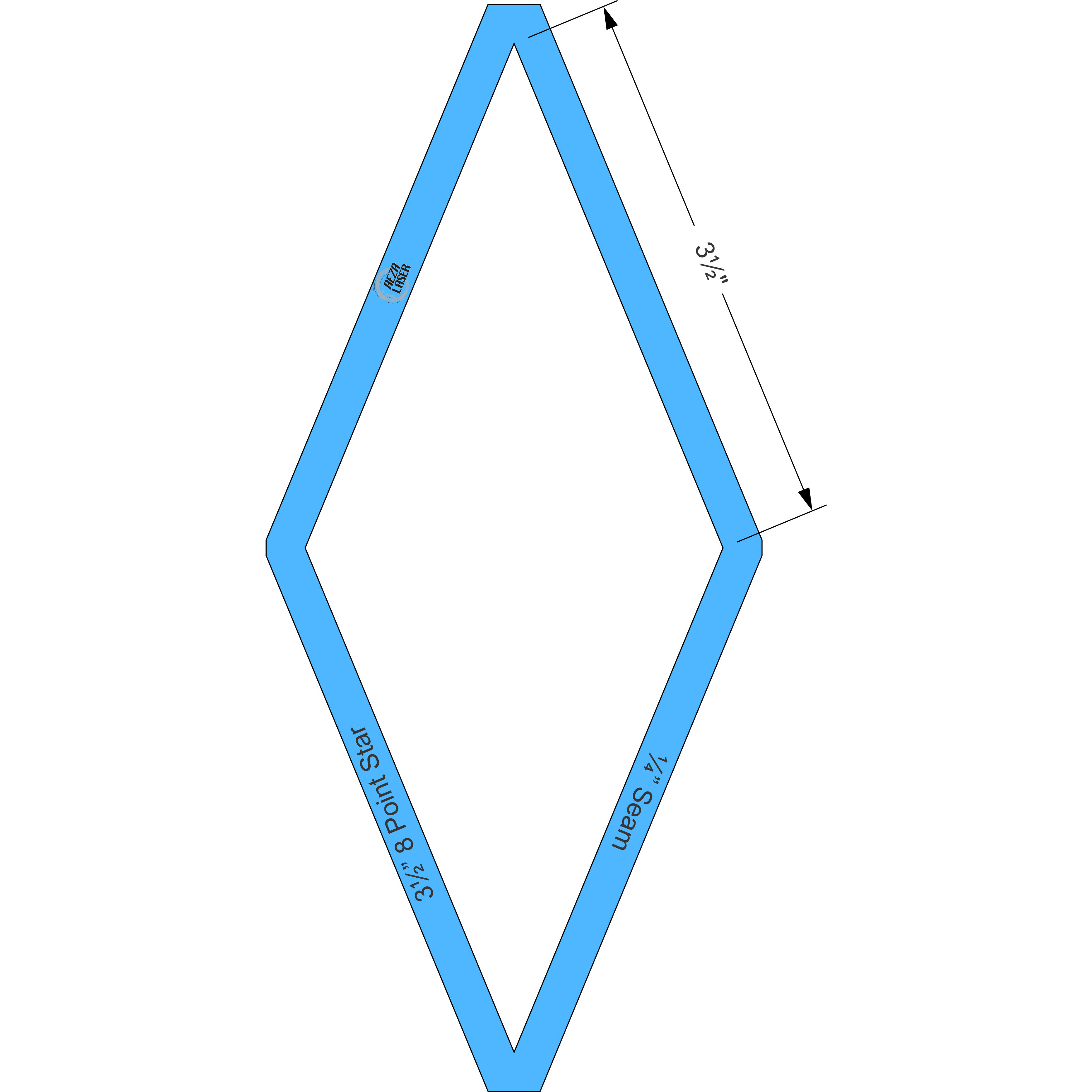 Diamond - (45 Degree) 8 Point Star - 3 1/2 Inch - Acrylic Template - I ...