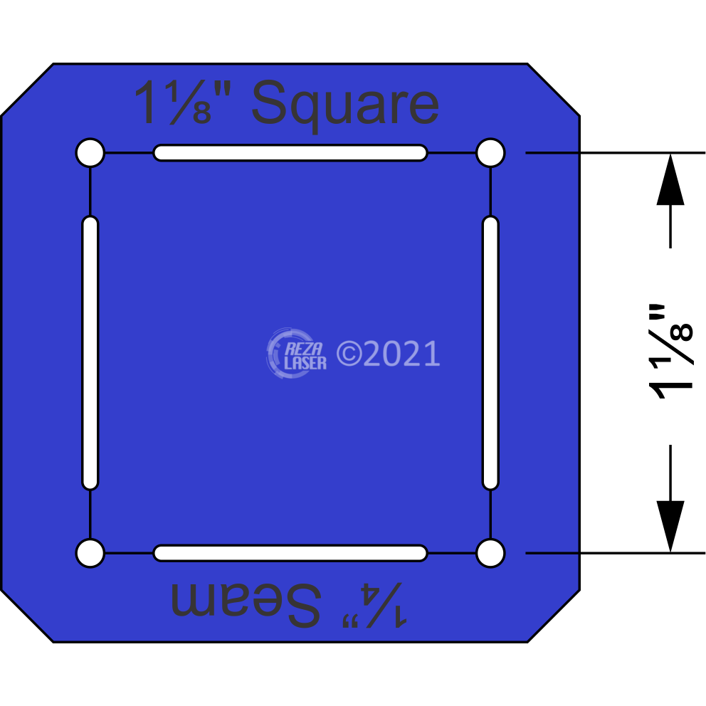 Square 1 1/8 Inch - Acrylic Template - KEYHOLE with 1/4 Inch Seam ...