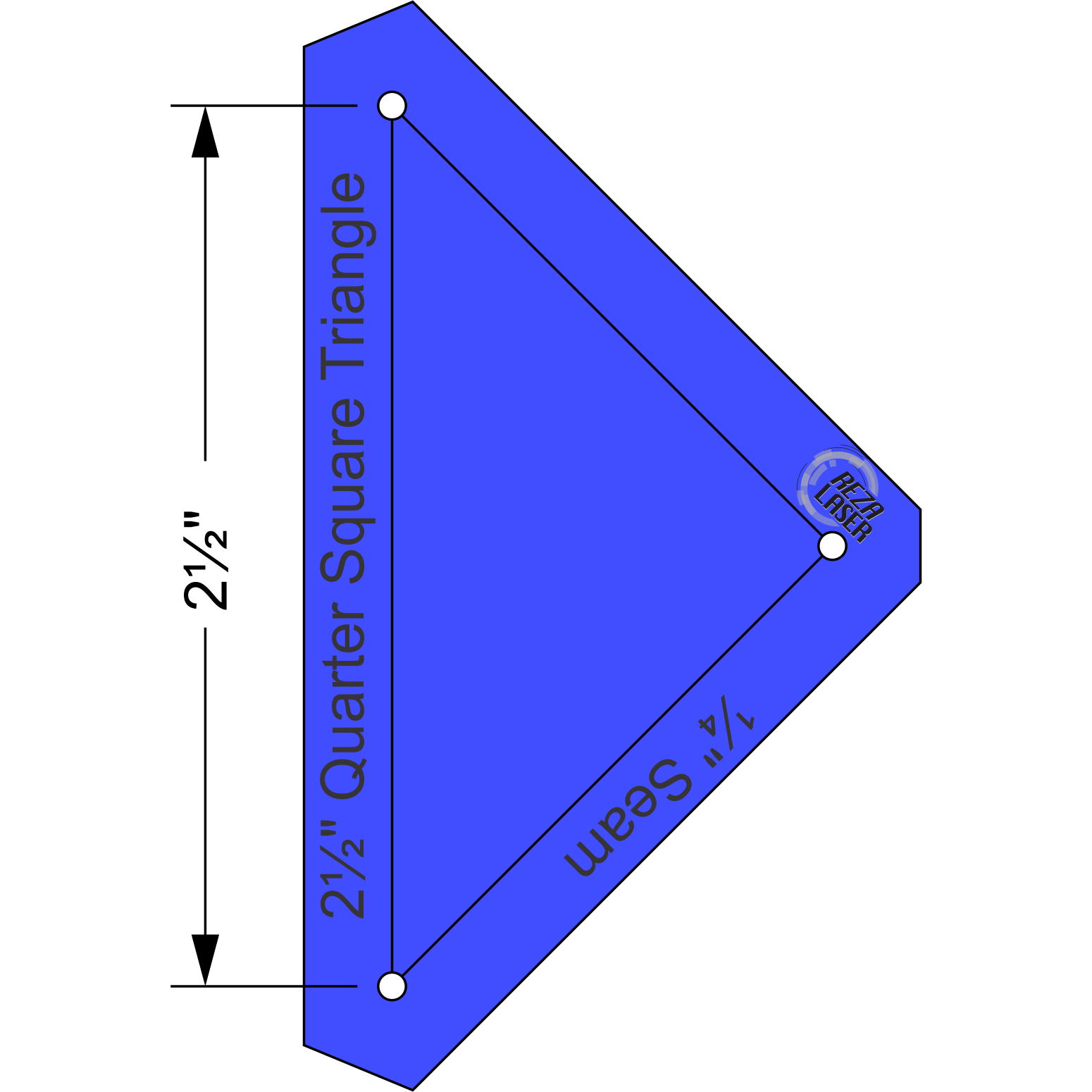 Triangle Quarter Square - 2 1/2 Inch - Acrylic Template - SOLID with 1/ ...