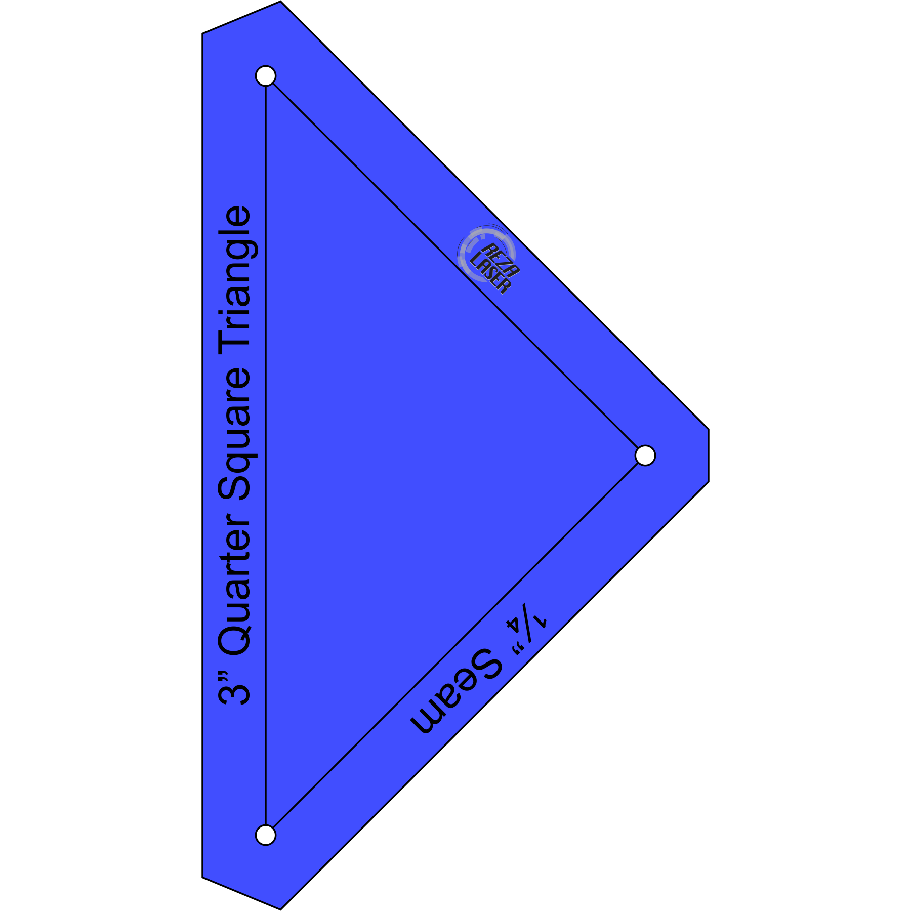 Triangle Quarter Square - 3 Inch - Acrylic Template - SOLID with 1/4 ...
